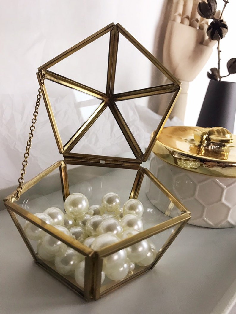 Pentagon Jew BoxCopper Brass Glass Container Display case | Etsy