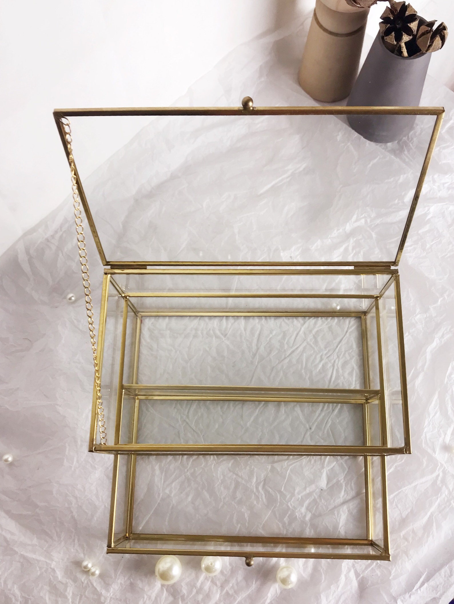 Bronze rectangular Jew Box Cuboid Bronze Glass Container | Etsy