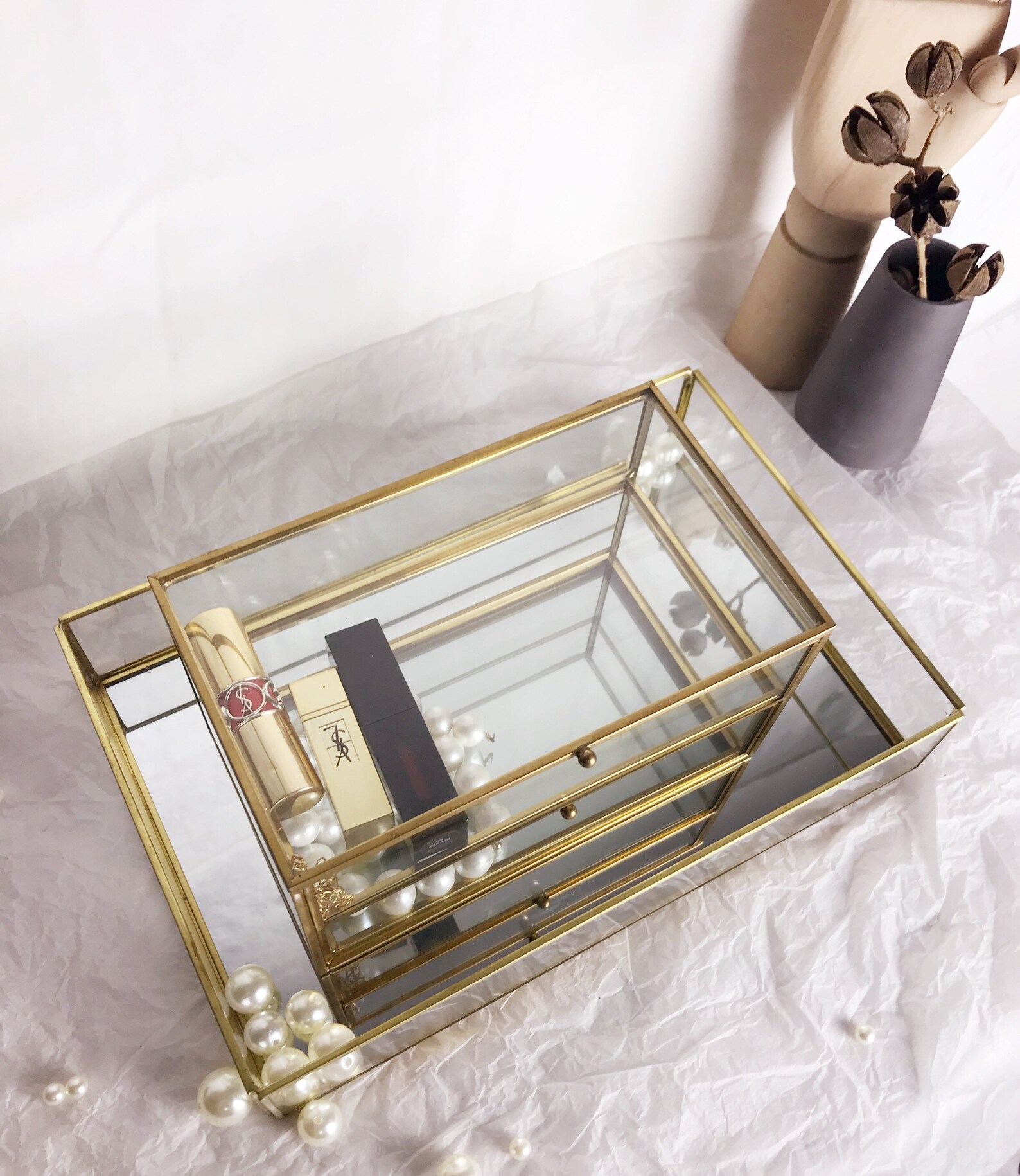 Bronze rectangular Jew Box Cuboid Bronze Glass Container | Etsy