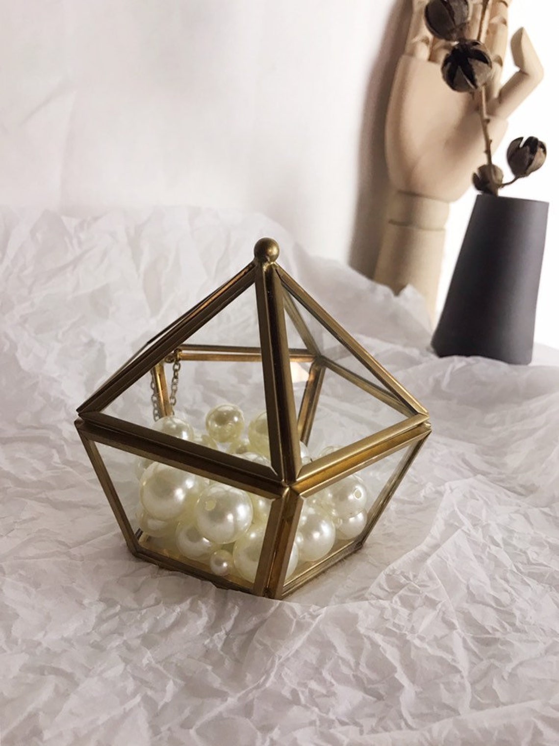 Pentagon Jew BoxCopper Brass Glass Container Display case | Etsy