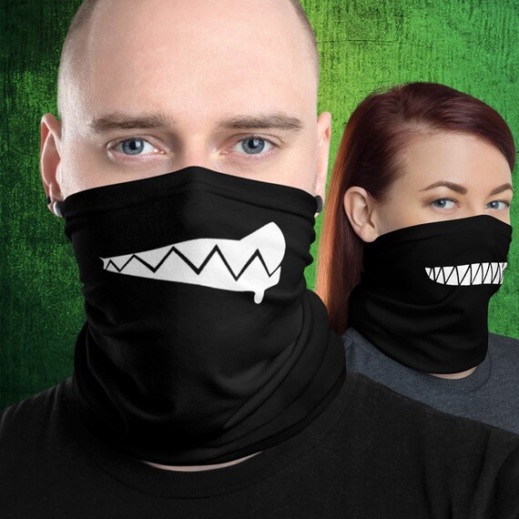 Anime Teeth Grin Evil Smile 2-in-1 Face Mask Cartoony Shark | Etsy