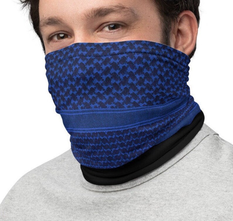 Blue Shemagh Face Mask Navy Keffiyeh Pattern Face Mask | Etsy