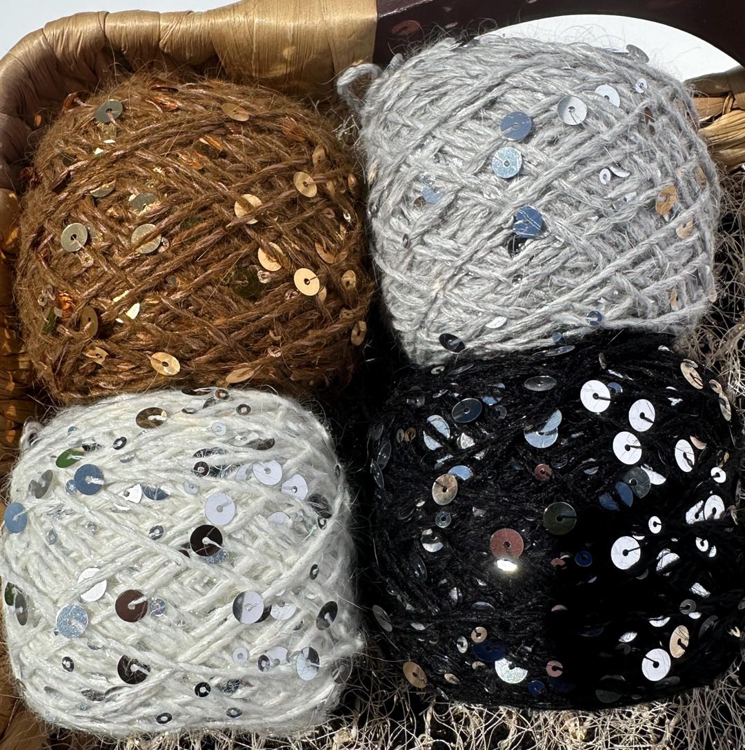 Royal Double Sequins Wool Blend Yarn, Nuno Felting, Knitting, Crochet ...
