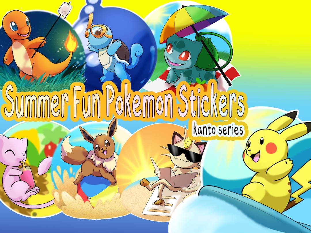 Summer Fun Pokemon Kanto Series Stickers - Etsy