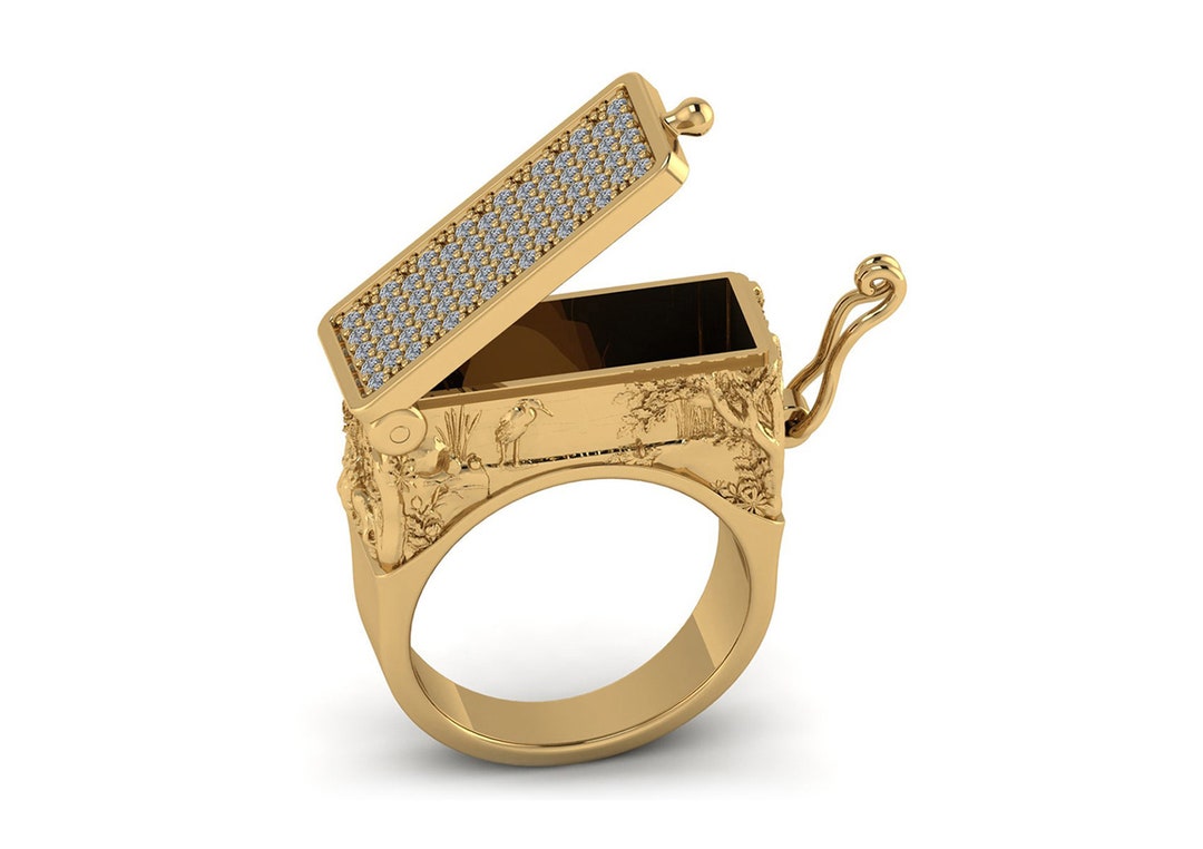 Antique Unique Openable Poison Box Ring Vintage Art Deco Ring ...