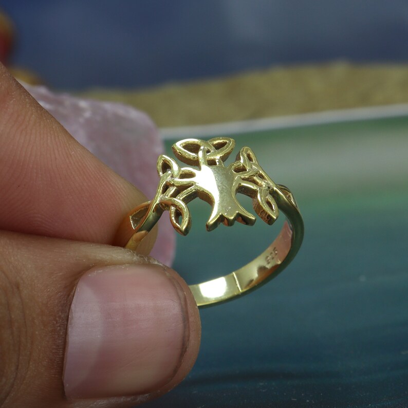 Celtic Knot Trinity Tree of Life Handmade Silver Ring Art | Etsy