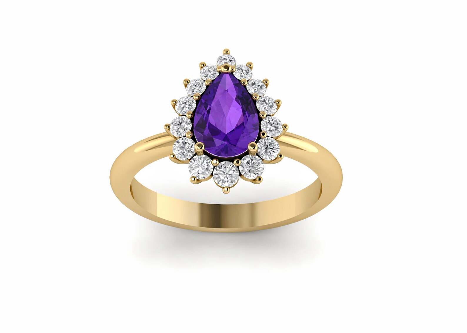Vintage Amethyst Engagement Ring Gold Ring Pear Shaped Bridal - Etsy
