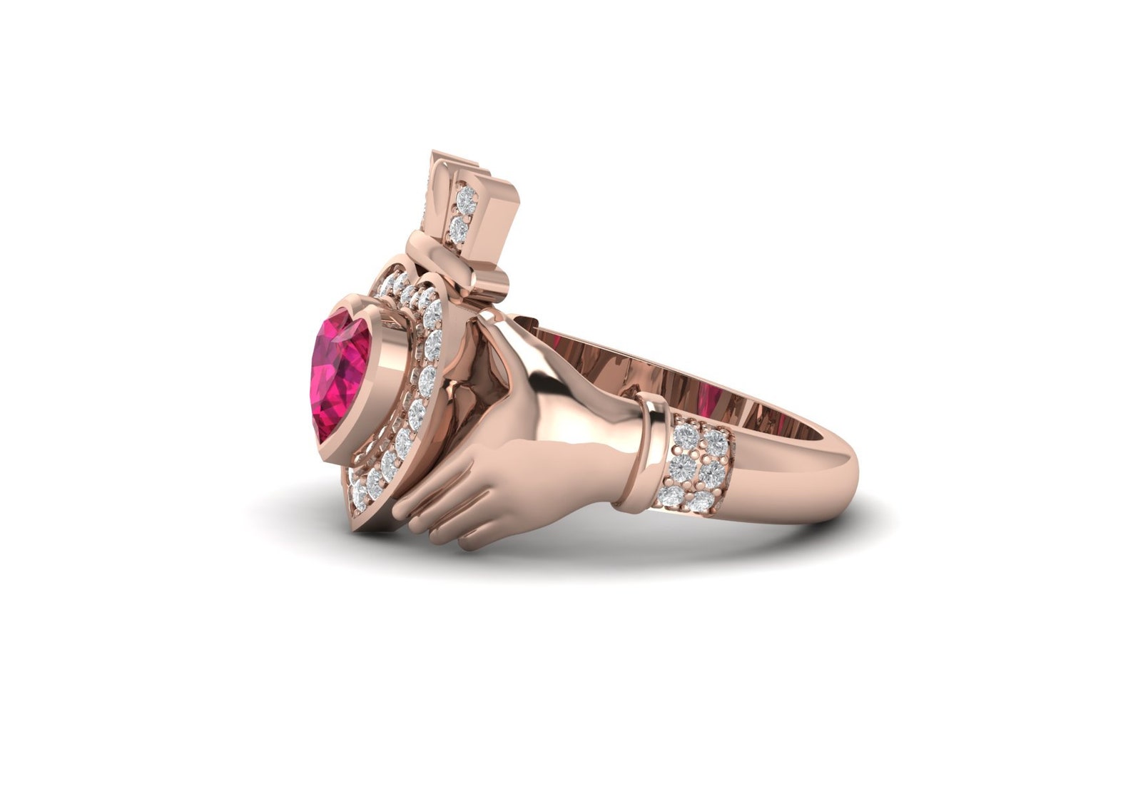 Claddagh Ring Women Gold Lab Created Ruby Engagement Wedding - Etsy