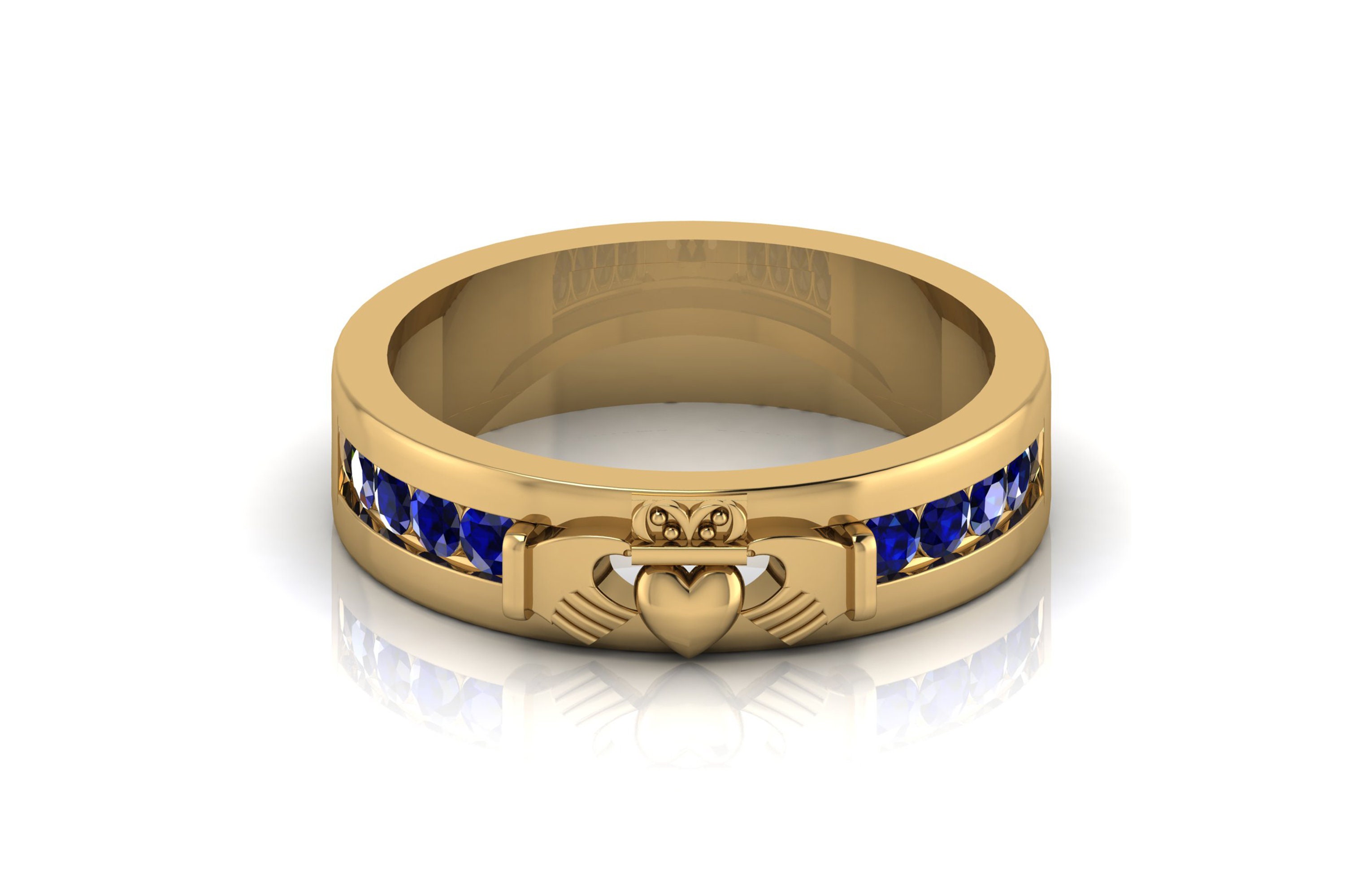 Sapphire Claddagh Band Ring Blue Gemstone Claddagh Engagement Ring ...