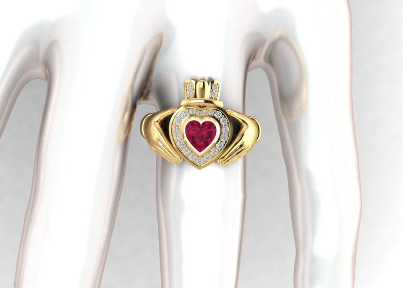 Claddagh Ring Women Gold Lab Created Ruby Engagement Wedding - Etsy