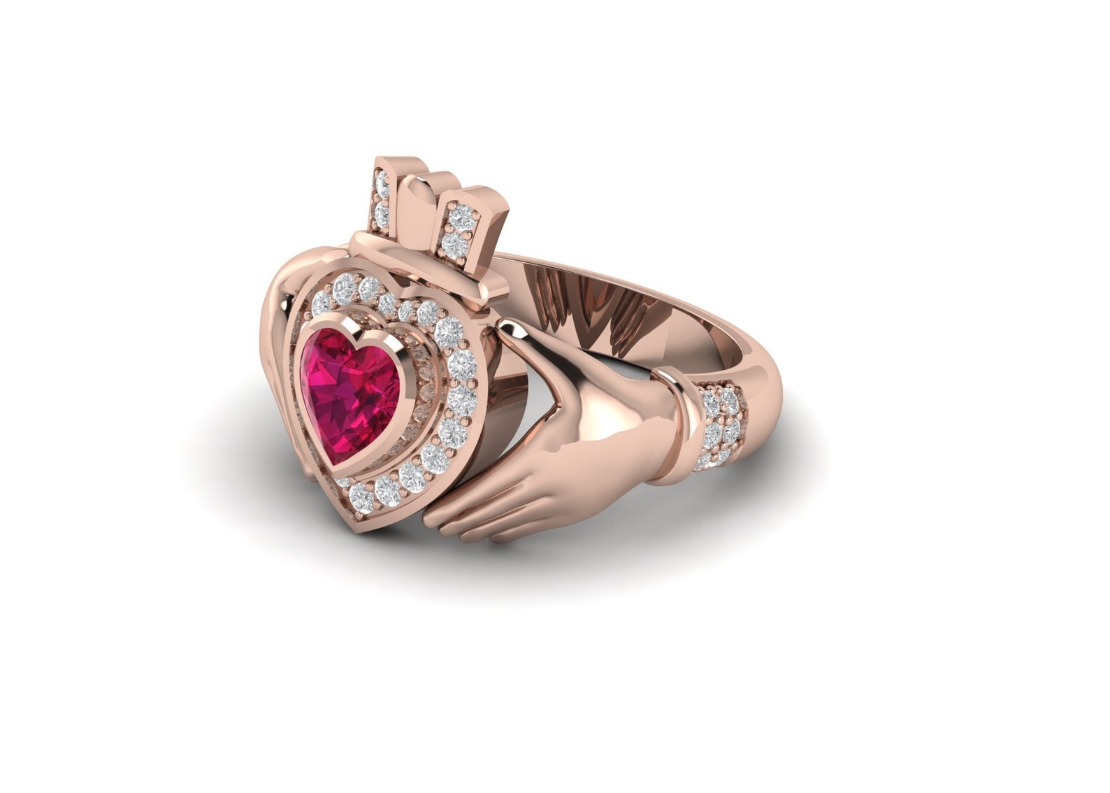 Claddagh Ring Women Gold Lab Created Ruby Engagement Wedding - Etsy