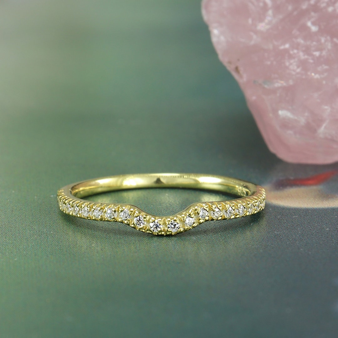 Curved Wedding Ring in Silver Band, Wedding Band, Curved Ring ...