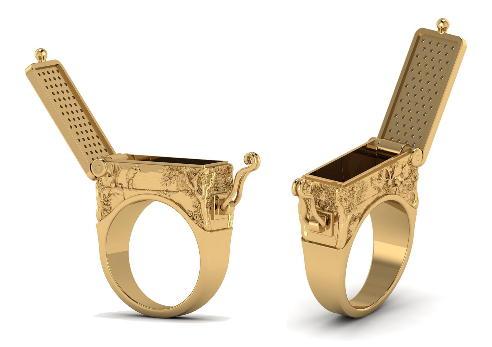 Antique Unique Openable Poison Box Ring Vintage Art Deco Ring | Etsy