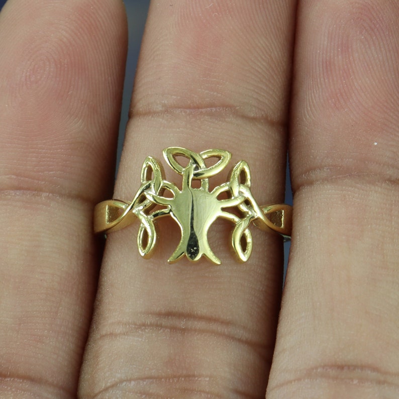 Celtic Knot Trinity Tree of Life Handmade Silver Ring Art | Etsy