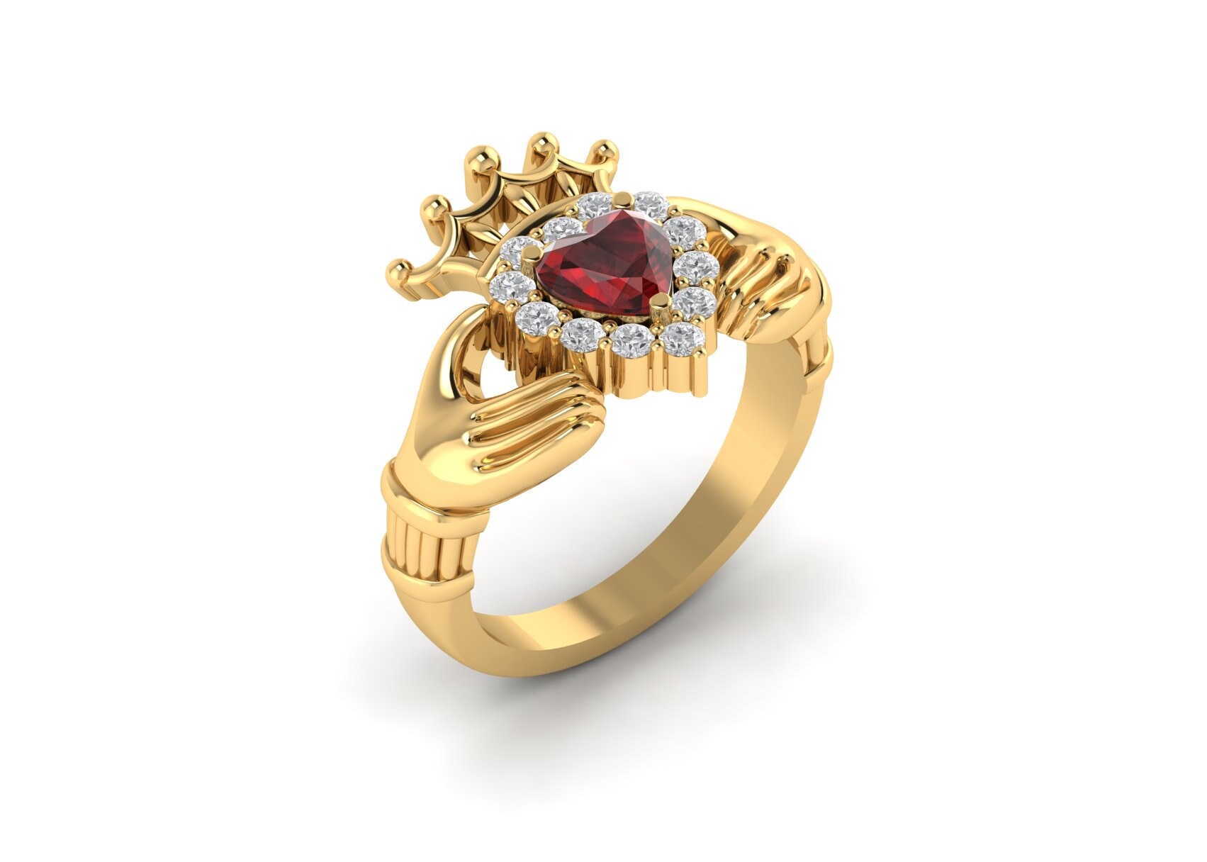 Garnet Claddagh Ring Engagement Ring Wedding Ring Heart Love | Etsy