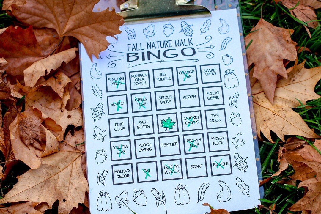Fall Nature Walk Bingo Coloring Page Scavenger Hunt Nature - Etsy UK