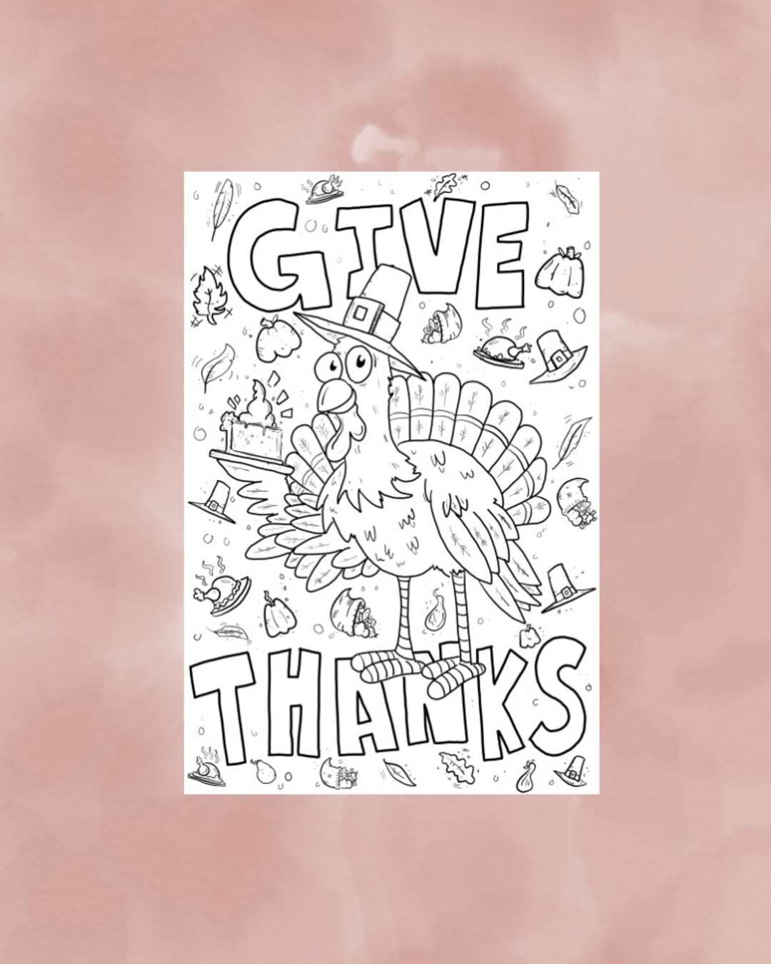 Large Fall Coloring Page, Thanksgiving Party, Fall Printable Decor ...
