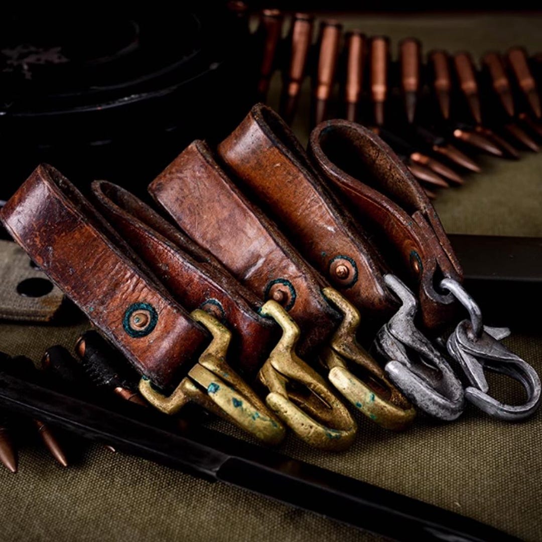 WWII Swedish Brass Vegetable Tanned Leather Keychain Handmade Cowhide ...