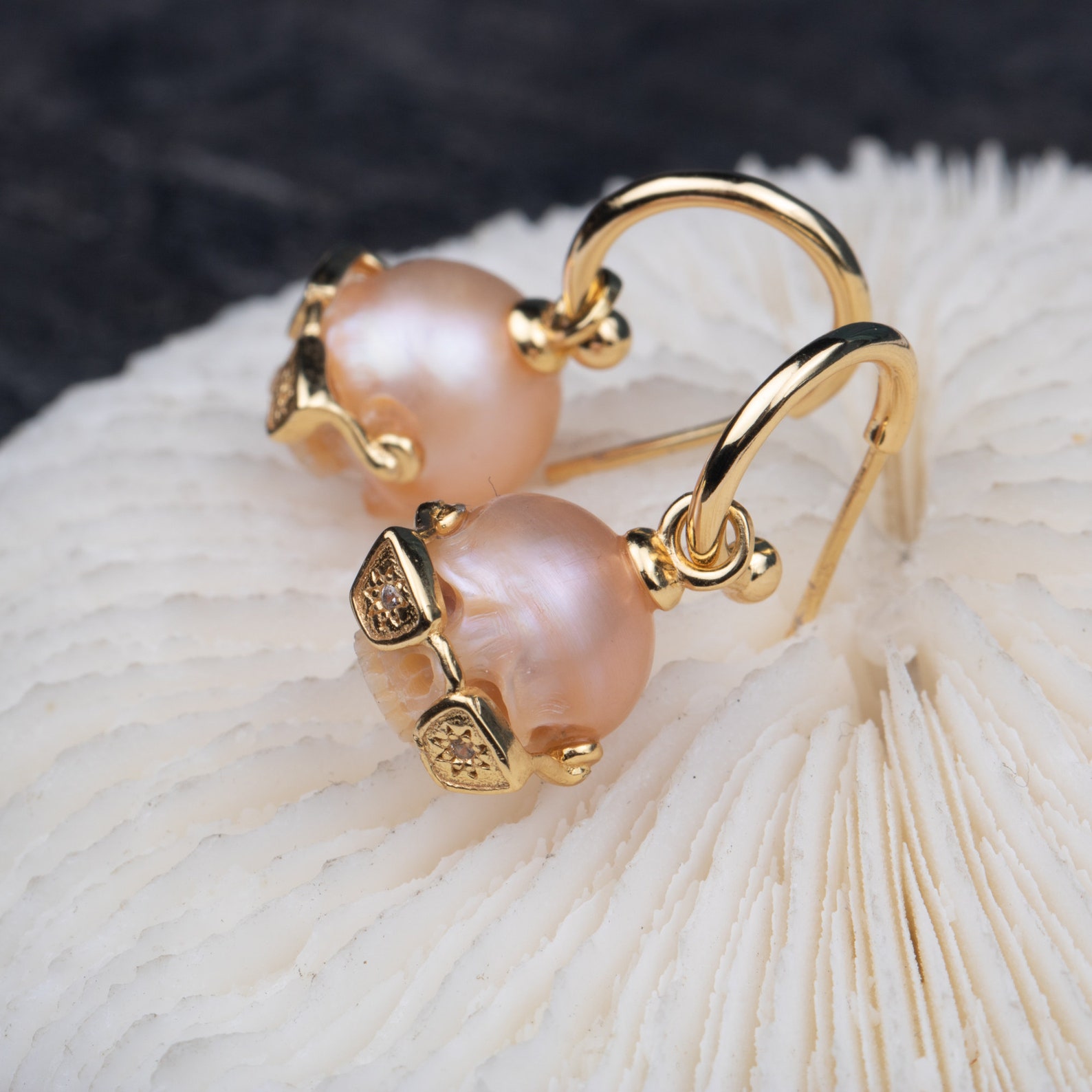 Skull Pearl Jewelry Set Hand Carve Freshwater Pearl Skull With - Etsy