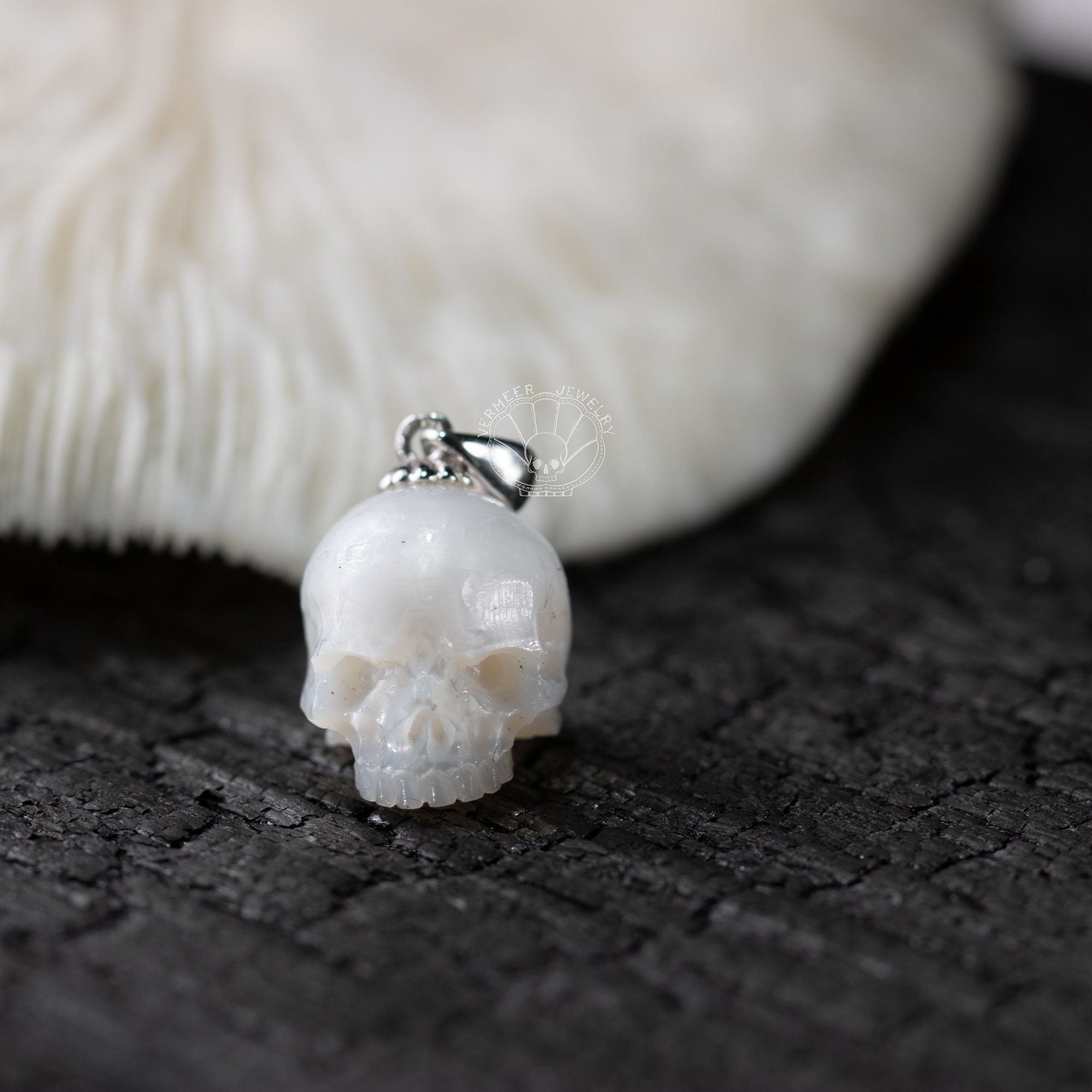 Simple Skull Pearl Pendant Skull Carved Pearl Necklace Simple - Etsy