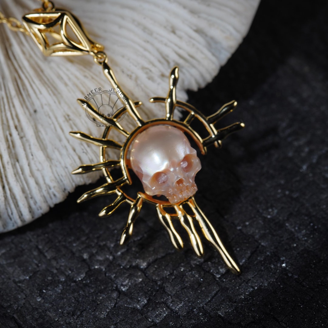 Skull Carved Pearl Necklace: Sterling Silver Dream Catcher ...