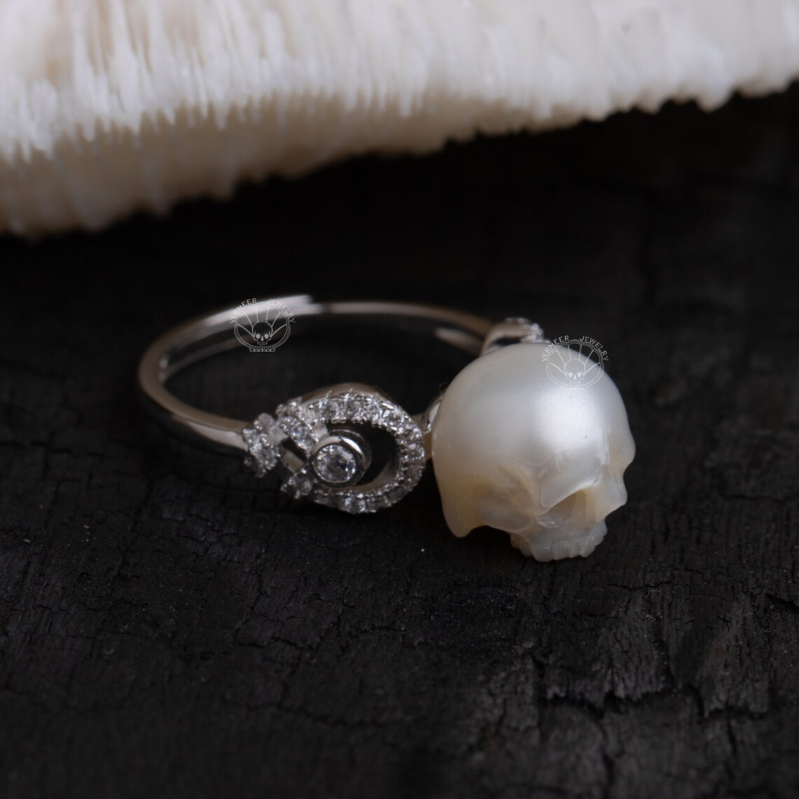 Handmade Skull Ring Carved Freshwater Pearl Carved Skull Ring - Etsy