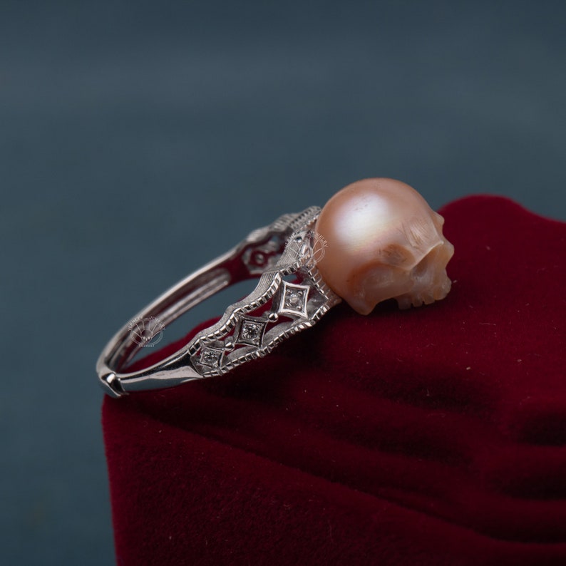 Skull Carved Pearl Ring Natural Freshwater Pearl 11-13mm - Etsy