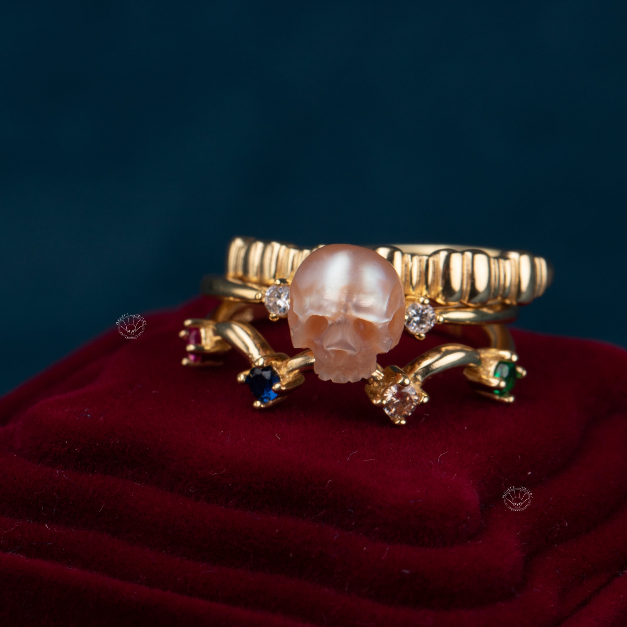 3 in 1 Ring Pearl Skull Ring Set Three Pieces for Matching - Etsy