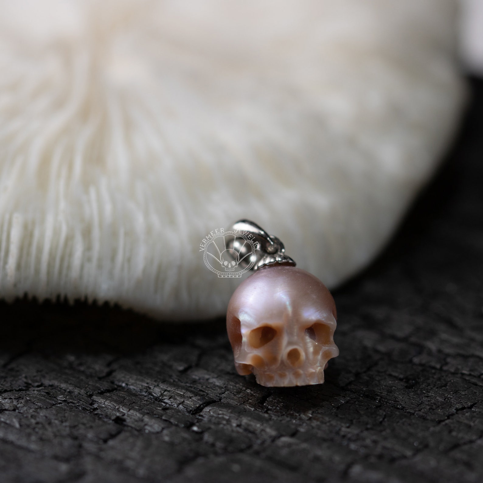 Simple Skull Pearl Pendant Skull Carved Pearl Necklace Simple - Etsy