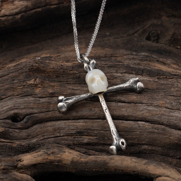 Skeleton Cross Necklace - Etsy
