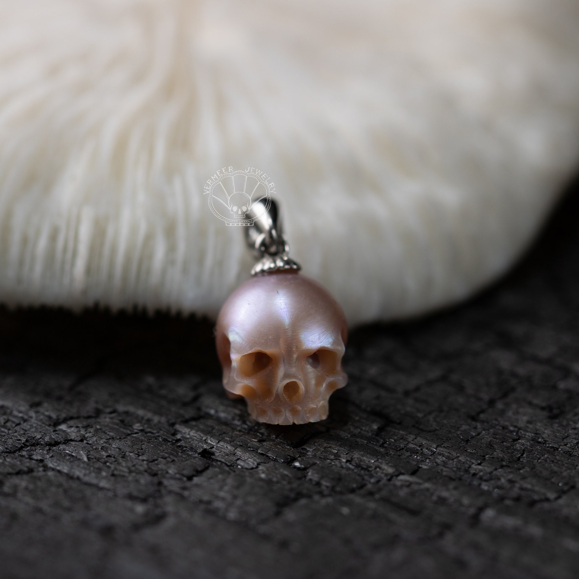 Simple Skull Pearl Pendant Skull Carved Pearl Necklace Simple - Etsy