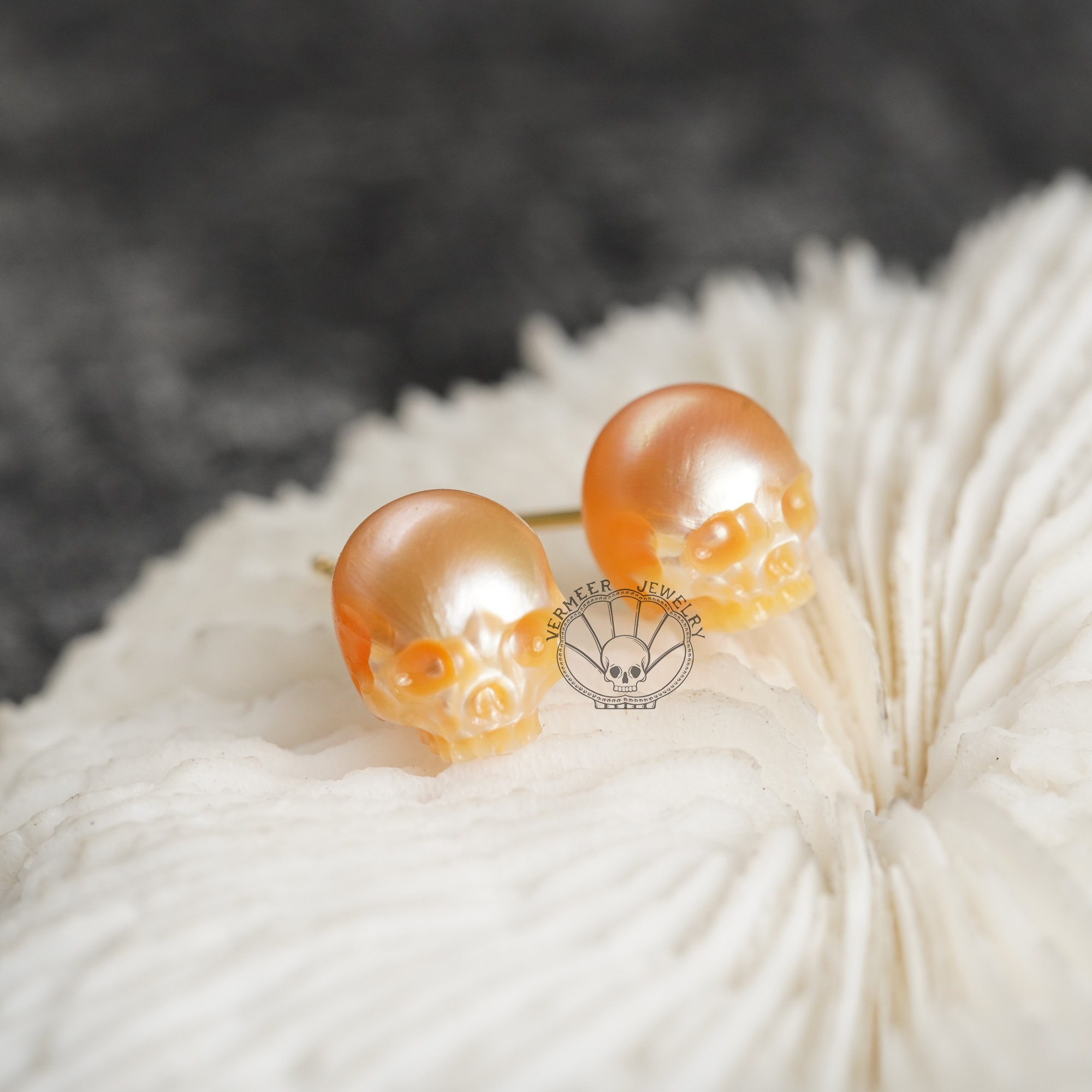 Skull Pearl Earring Stud Minimalist Style Handmade Jewelry for - Etsy