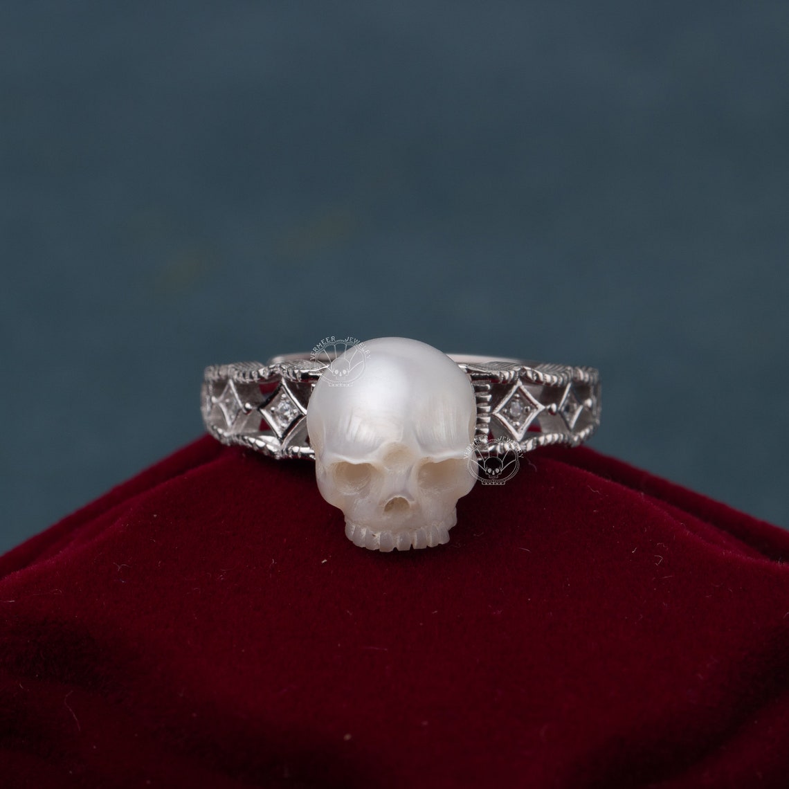 Skull Carved Pearl Ring Natural Freshwater Pearl 11-13mm - Etsy