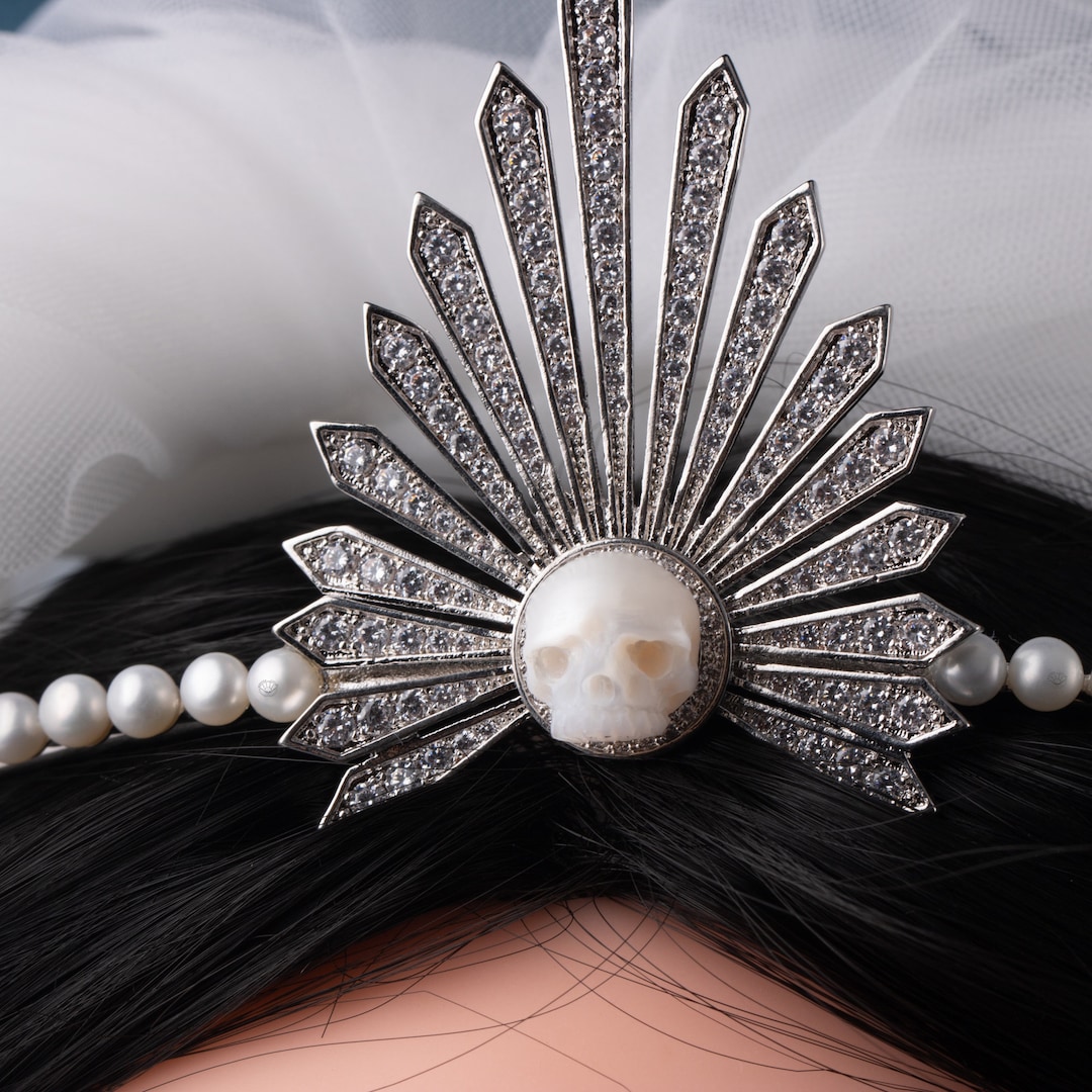 Skull Pearl Tiaras Bridal Crown Wedding Headpiece With Zircon ...