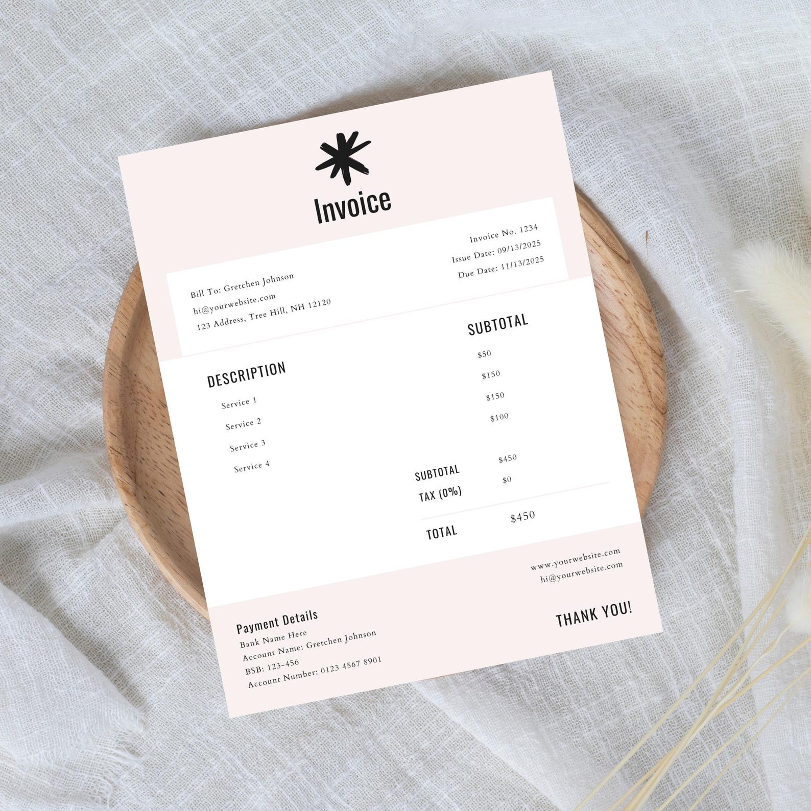 Minimalist Invoice Template Word, Small Business Invoice Editable ...