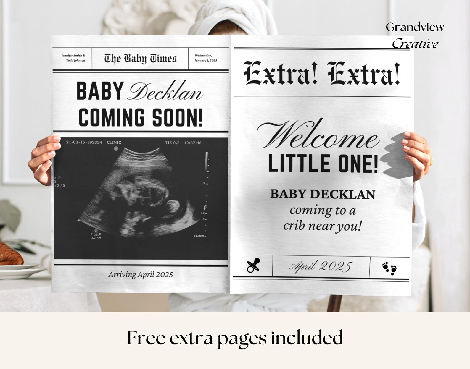 Baby Newspaper Announcement Template, Pregnancy Announcement Newspaper ...