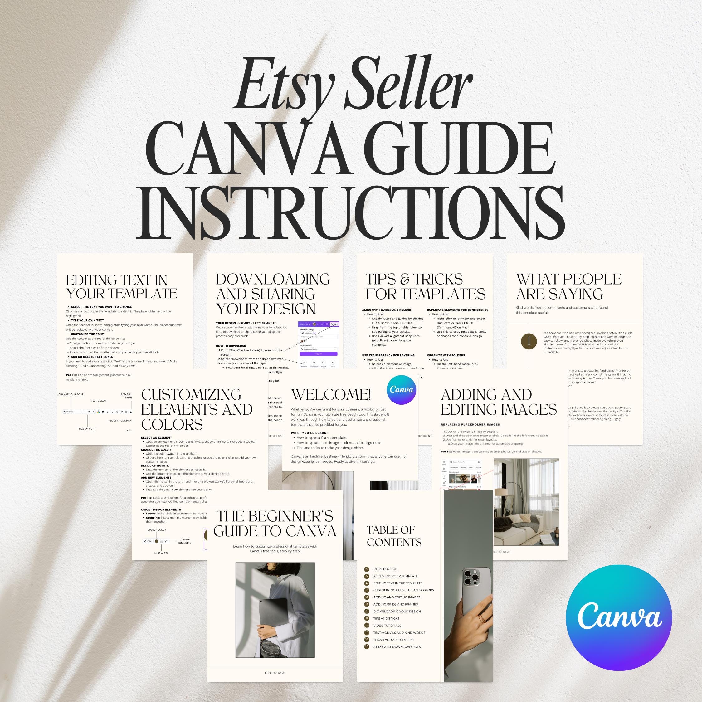 Canva Instructions Guide Template for Etsy Sellers, Digital Product ...