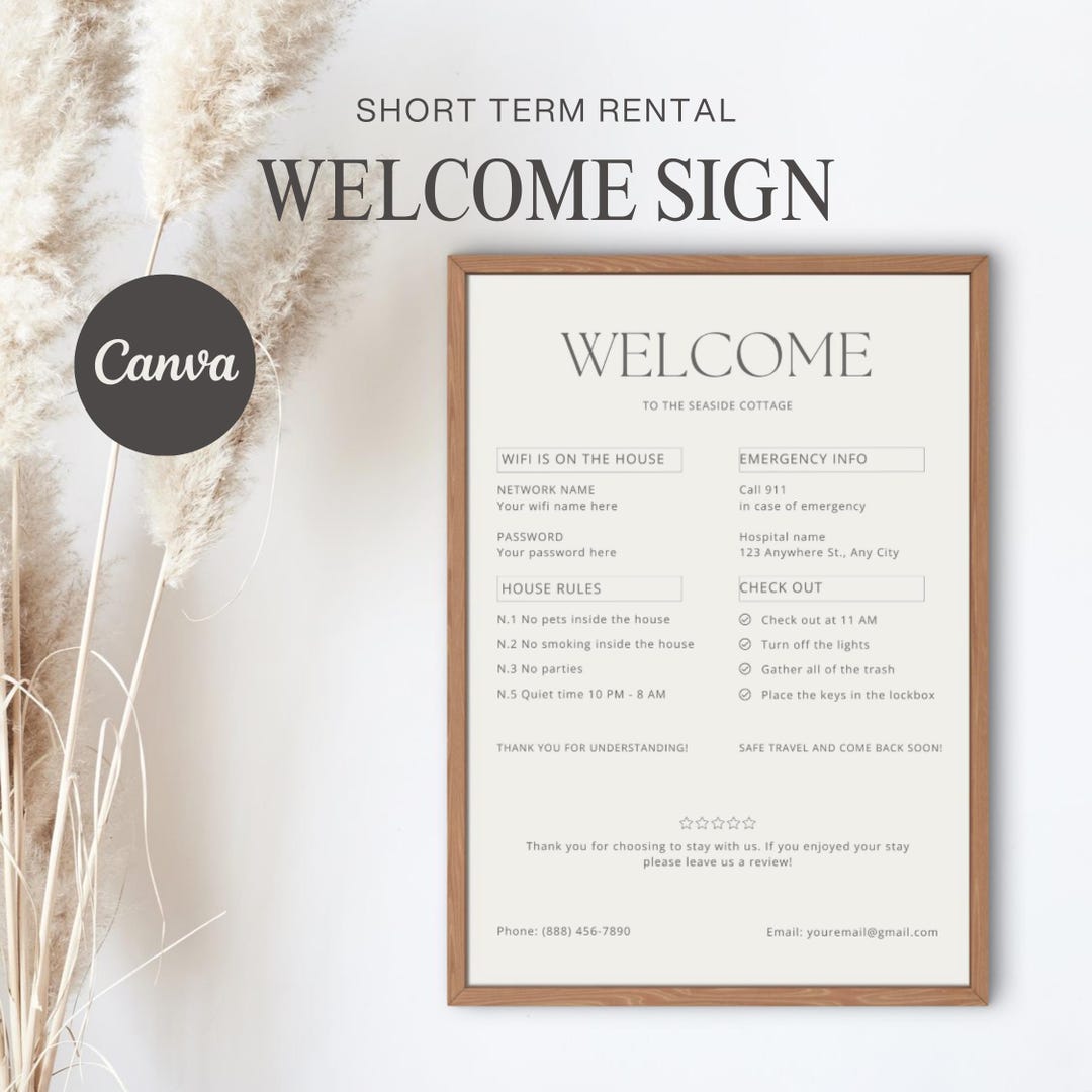 Welcome Sign for Airbnb Hosts, Vacation Rental Printable, Guest Arrival ...