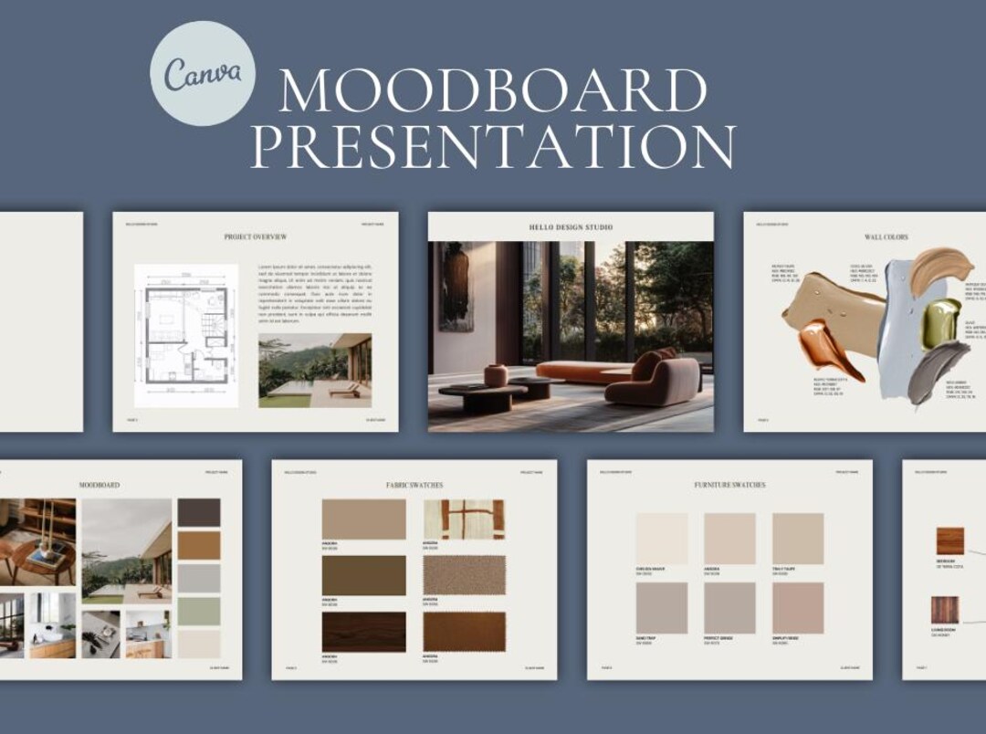 Color Palette Interior Design Moodboard, Moodboard Template | Interior ...