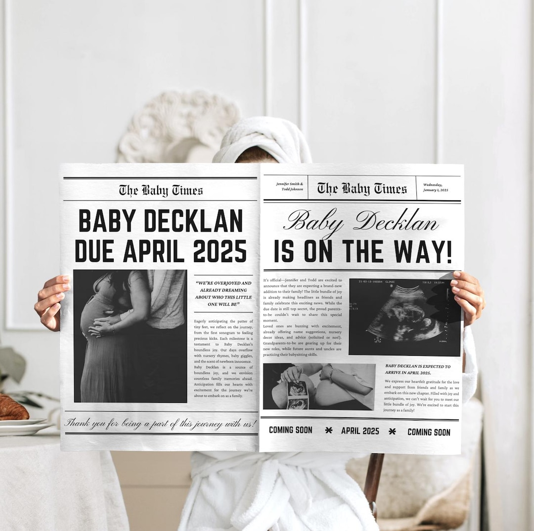 Baby Newspaper Announcement Template, Pregnancy Announcement Newspaper ...