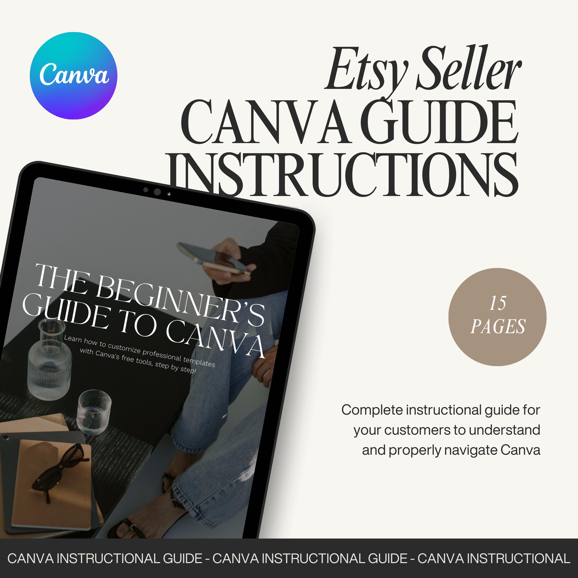 Canva Instructions Guide Template for Etsy Sellers, Digital Product ...