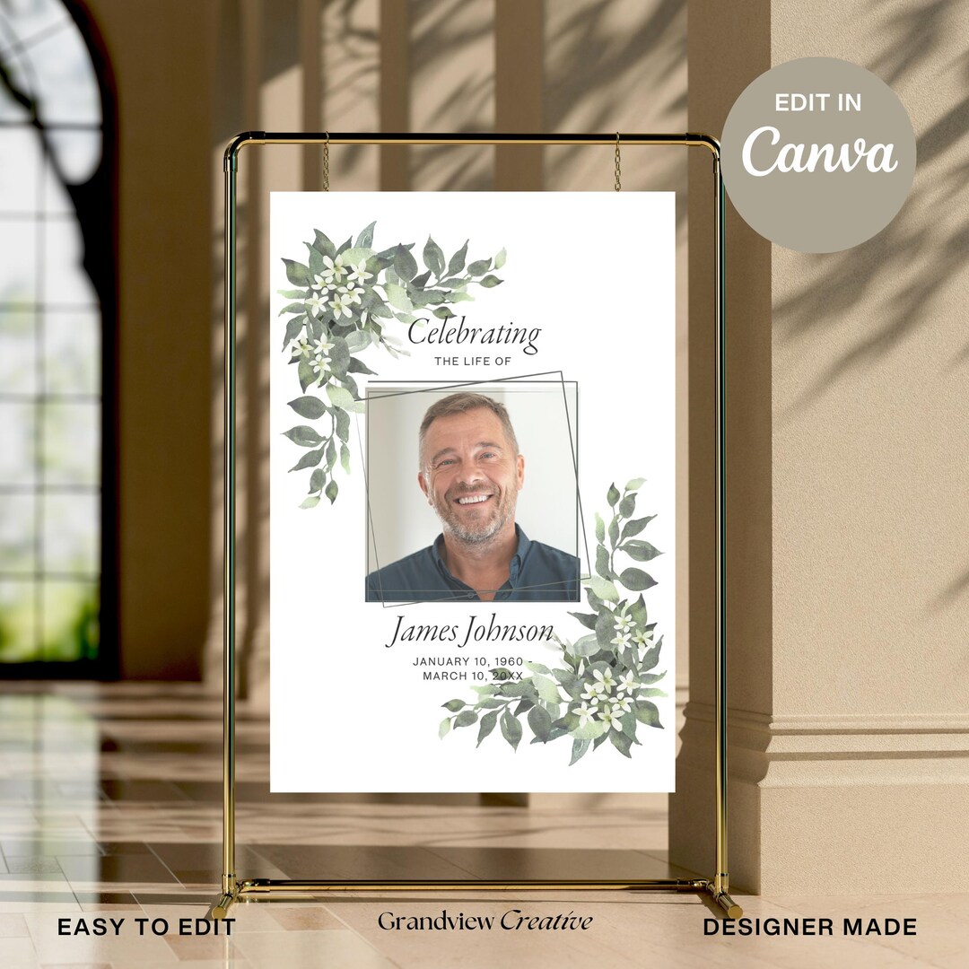 Funeral Memorial Sign, Celebration of Life, in Loving Memory Sign ...