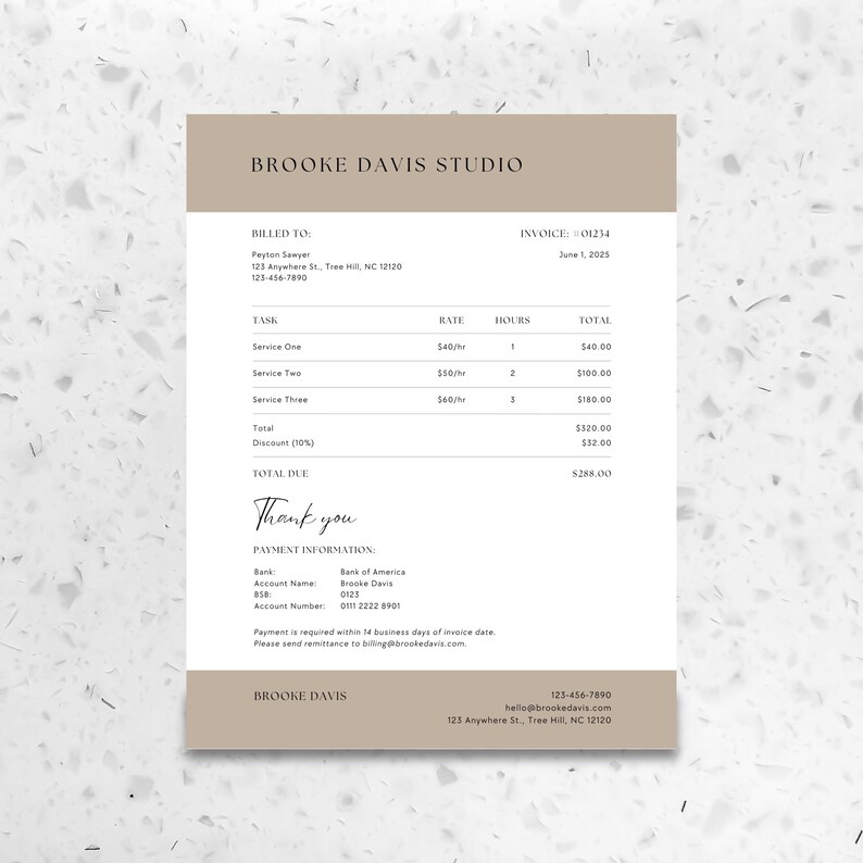 Minimalist Canva Editable Invoice Template, Small Business Esthetician ...
