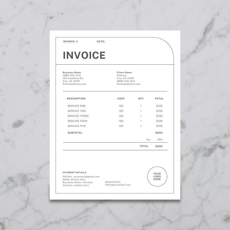 Invoice Template - Minimalist Business Invoice, Small Business Template ...