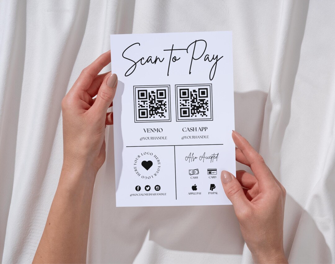 Retro Scan to Pay Sign & Price List Template, QR Code Sign, Printable ...