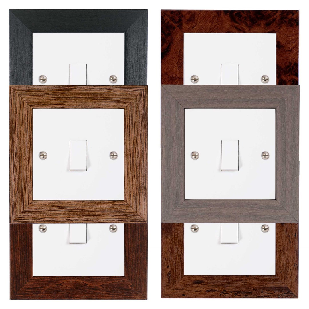 Elektek Decorative Light Switch Surround Frame Finger Plate Modena Wood ...