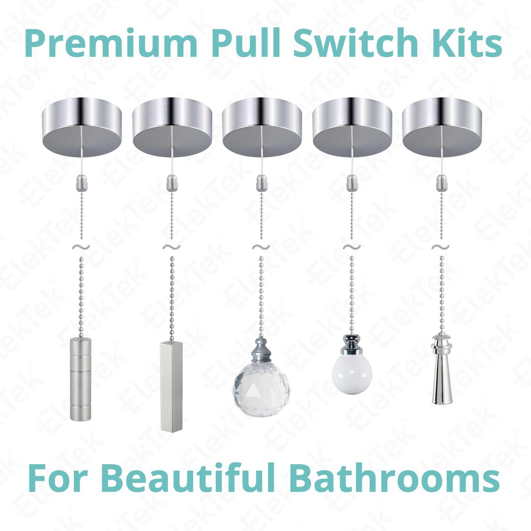 Elektek Premium Chrome Metal Bathroom Ceiling Light Lamp Pull Cord ...