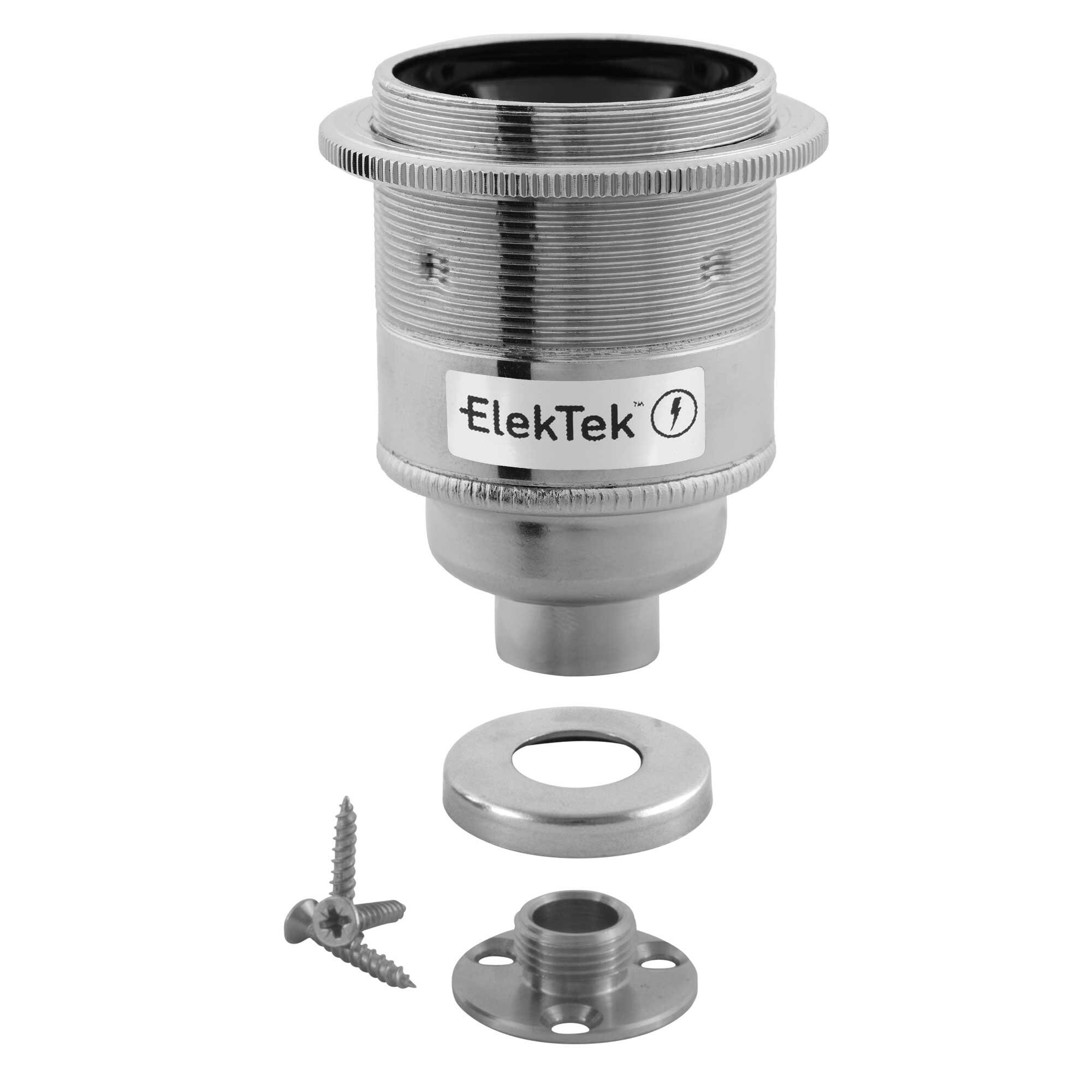 Elektek Premium Solid Brass E27 ES Edison Lamp Holder and Shade Ring ...