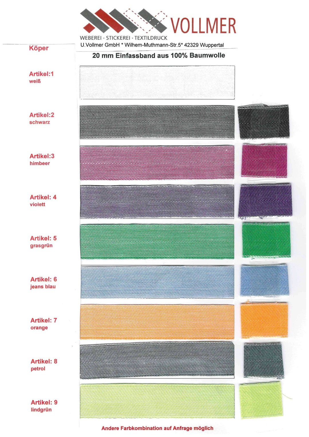 5 Meter Trundle Border Tape Made of 100 % Cotton, by the Meter, Twill ...