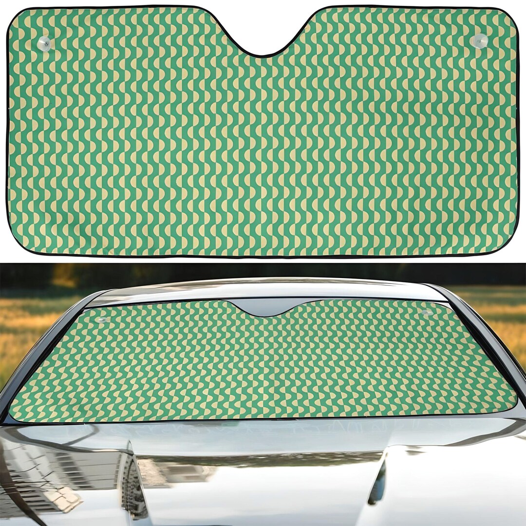 Retro Wavy Green Vintage Car Sun Shade Graphic Minimalistic - Etsy
